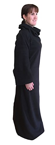 LA-Z Blanket Premium - Deluxe, Super Warm Wearable Reading Blanket with Pockets and Sleeves for Adults (Black)