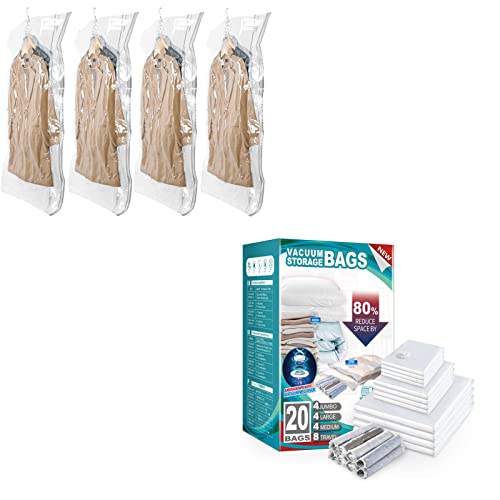 TAILI Hanging Vacuum Storage Bags 4 Pack Long and Jumbo Vacuum Storage Bags Variety 20 Pack, Meet Variety Storage, Saving More Space
