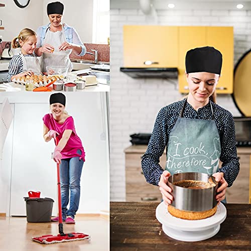 4 Pack Unisex Chef Hats Adjustable Kitchen Cooking Caps with Breathable Mesh Top Black