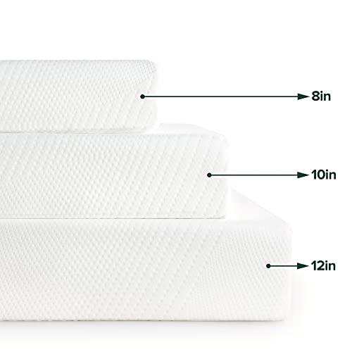 ZINUS 12 Inch Green Tea Essential Memory Foam /Bed-in-a-Box/Affordable Mattress/CertiPUR-US Certified, Queen, White