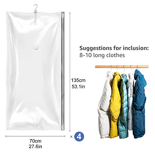 TAILI Hanging Vacuum Storage Bags 4 Pack Long and Jumbo Vacuum Storage Bags Variety 20 Pack, Meet Variety Storage, Saving More Space
