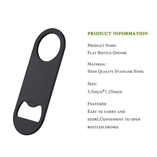5 PACK Stainless Steel Flat Bottle Opener with Keychain- Bar Key-Beer Bottle Opener for Kitchen, Bar or Restaurant（Black）