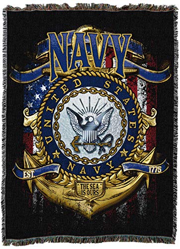 Pure Country Weavers PCW - US Navy Strong Blanket - Gift Military Tapestry Throw Woven from Cotton - Made in The USA (72x54)