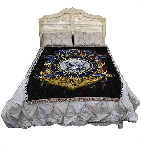 Pure Country Weavers PCW - US Navy Strong Blanket - Gift Military Tapestry Throw Woven from Cotton - Made in The USA (72x54)