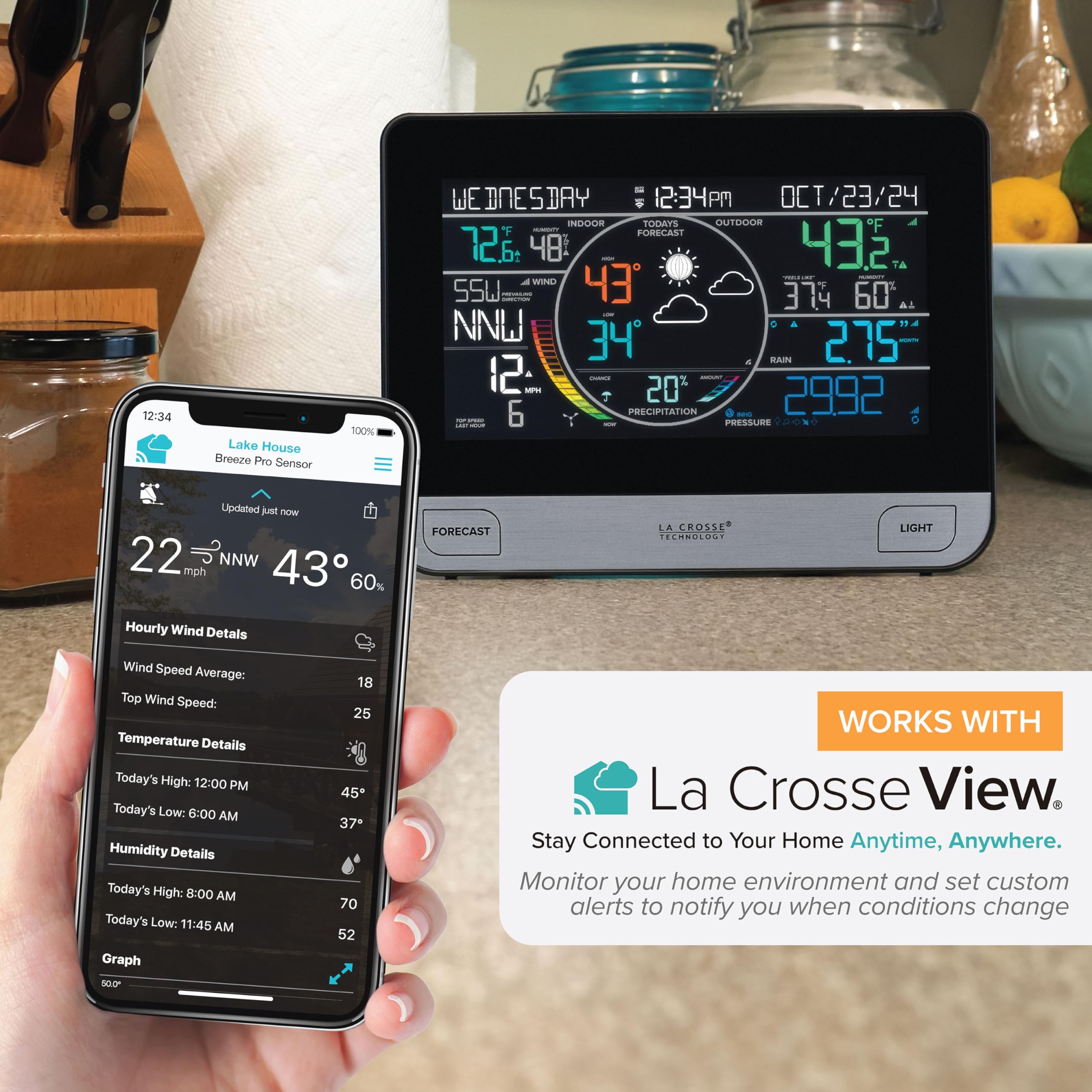 La Crosse Technology 328-69357-INT Wi-Fi Professional Weather Station, Black