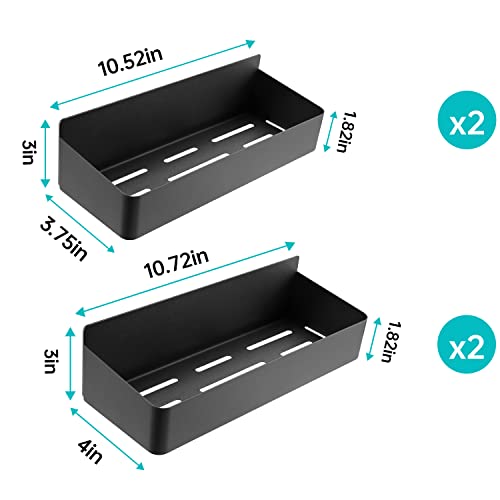 Taozun 4 Pack Magnetic Spice Rack for Refrigerator - Spices Rack Organizer for Fridge Kitchen, Moveable Spice Shelf, Black