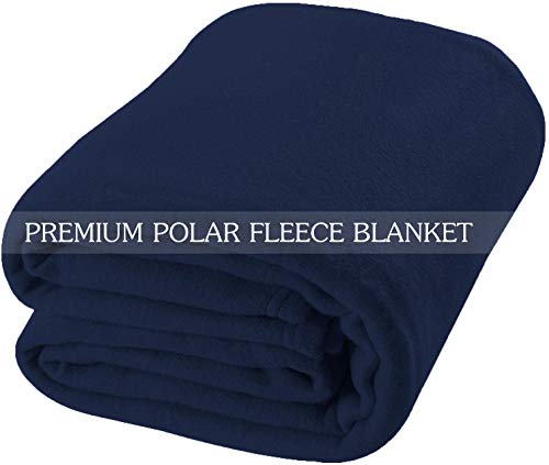 Fleece Blanket Twin Size - Polar Soft Brushed Fabric for Bed, Sofa, Living Room - Thermal Lightweight Spread - All Season Cozy Throw Blanket or Pet Blankets - 56ββ x 92ββ - Navy Blue