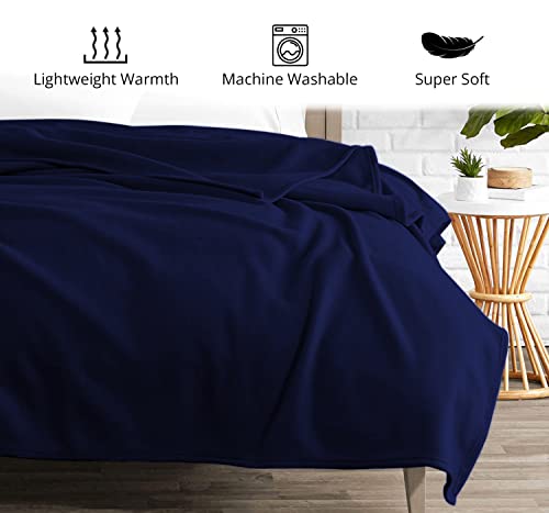 Fleece Blanket Twin Size - Polar Soft Brushed Fabric for Bed, Sofa, Living Room - Thermal Lightweight Spread - All Season Cozy Throw Blanket or Pet Blankets - 56ββ x 92ββ - Navy Blue