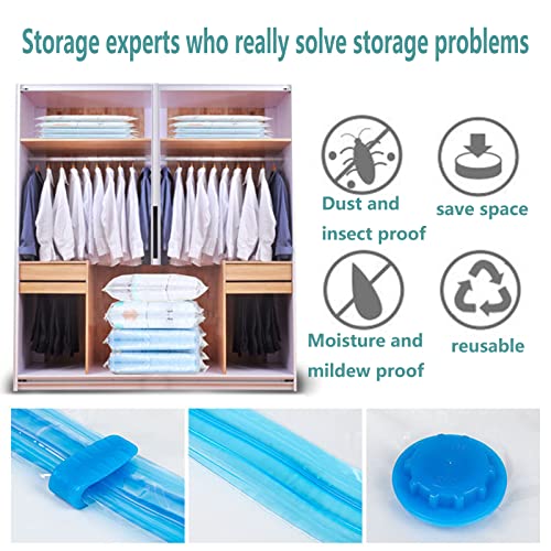 Vacuum Storage Bags, Reusable Compression Space Saver Bags, 12 Pack, 4 X Medium, 4 X Large, 4 X Extra Large, With Free Hand Pump, for Travel, Clothes, Mattress, Blanket, Pillows, Comforters