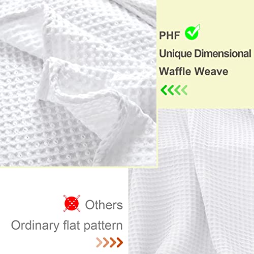 PHF 100% Cotton Waffle Weave Euro Shams 26" x 26", 2 Pack Elegant Home Decorative Euro Throw Pillow Covers for Bed Couch Sofa, White (No Insert)