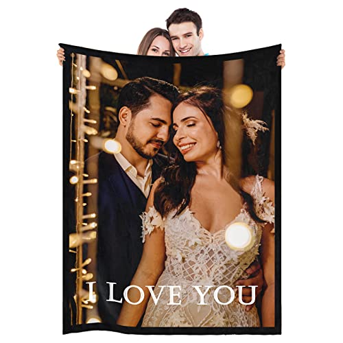 Livole Custom Blanket with Photos Customized Blanket with Pictures Blankets Personalized Baby Blanket Customized Blanket Gifts for Mother's Day, Father's Day, Christmas, Birthday (1-Photo)