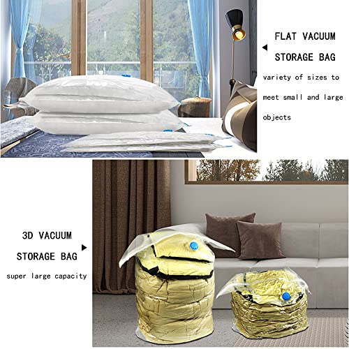 Nayoge Space Saver Vacuum Storage Bags Vacuum Sealed for Clothes,Comforters and Blanketes with Hand Pump,80% More Storage,Variety(Include 3D Bags)Pack of 6