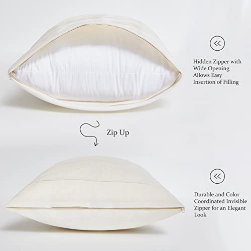 Top Finel Decorative Throw Pillow Covers 18 X 18 Inch,Soft Solid Velvet Pillow Covers Cushion Case for Sofa Bedroom 45 X 45 Cm (Pack of 2) Cream White