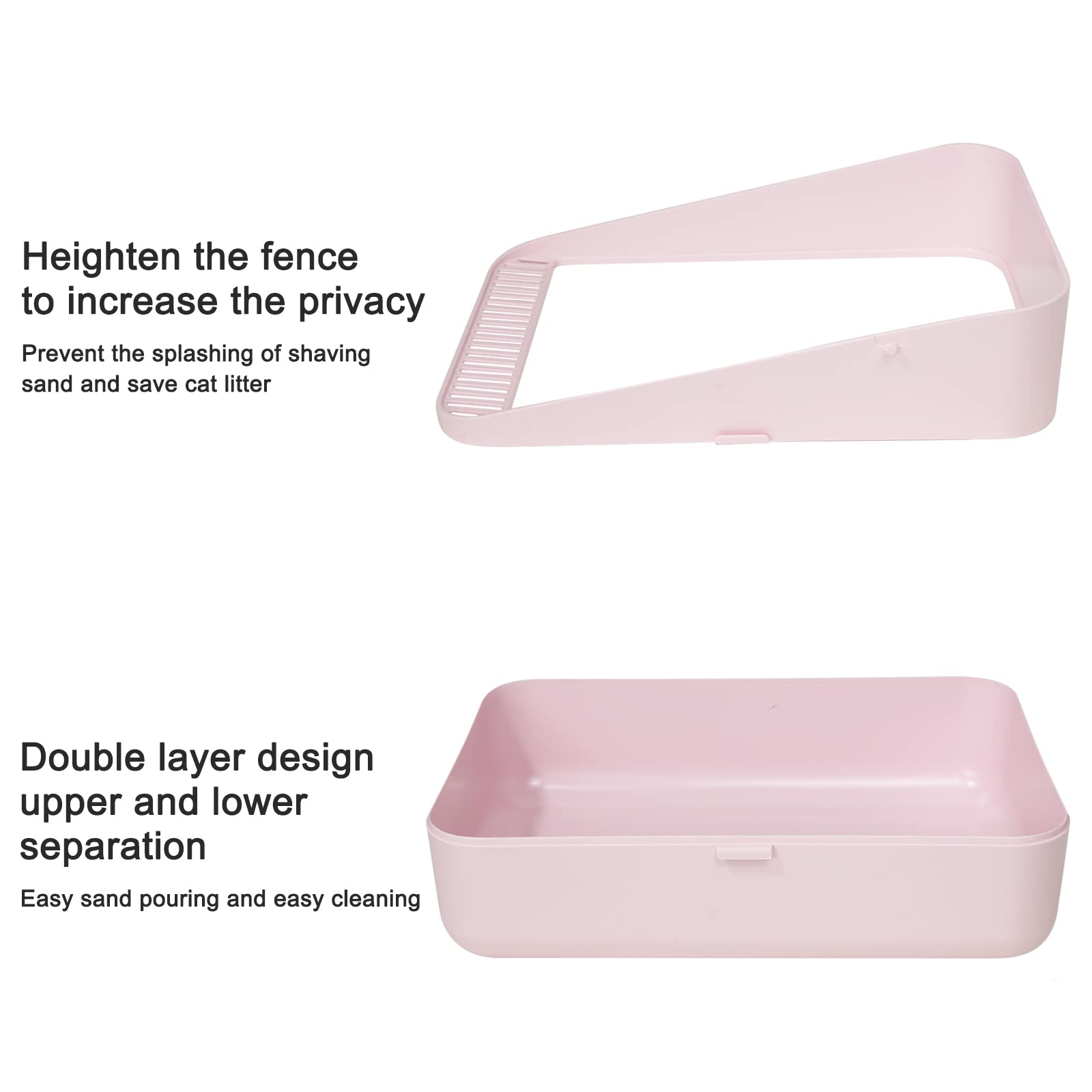 Sfozstra Open Litter Box,Prevent Sand Leakage, Durable High Side Sifting Litter Box for Small Cats,Enclosed,Secure and Odor Litter Box, Removable Litter Box, Easy to Clean(Pink M)