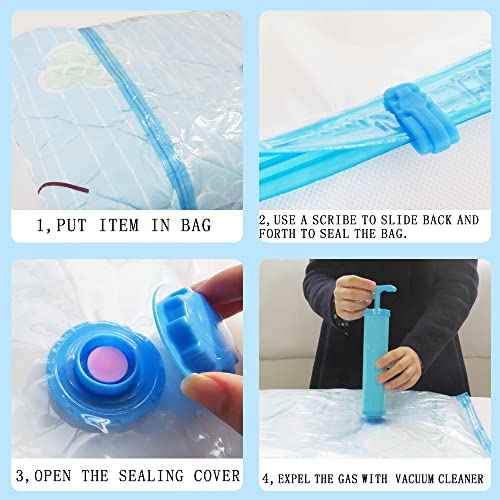 Nayoge Space Saver Vacuum Storage Bags Vacuum Sealed for Clothes,Comforters and Blanketes with Hand Pump,80% More Storage,Variety(Include 3D Bags)Pack of 6