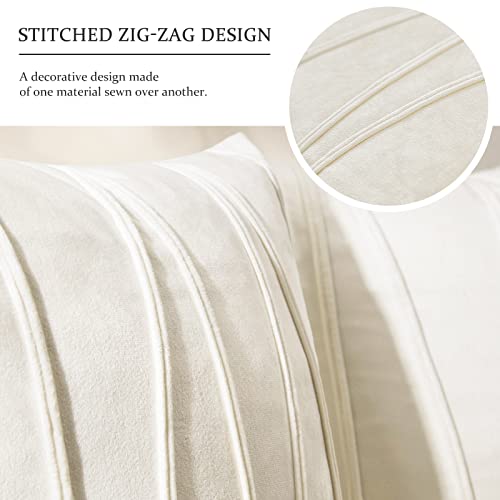 Top Finel Decorative Throw Pillow Covers 18 X 18 Inch,Soft Solid Velvet Pillow Covers Cushion Case for Sofa Bedroom 45 X 45 Cm (Pack of 2) Cream White