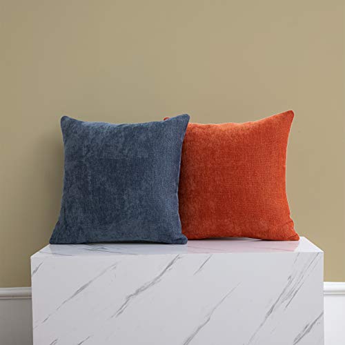 Anickal Blue Grey Pillow Covers 18x18 Inch Set of 2 Solid Rustic Farmhouse Decorative Throw Pillow Covers Square Cushion Case for Home Sofa Couch Decoration