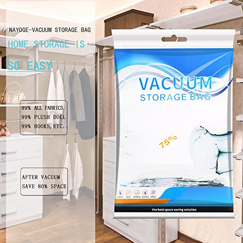 Nayoge Space Saver Vacuum Storage Bags Vacuum Sealed for Clothes,Comforters and Blanketes with Hand Pump,80% More Storage,Variety(Include 3D Bags)Pack of 6