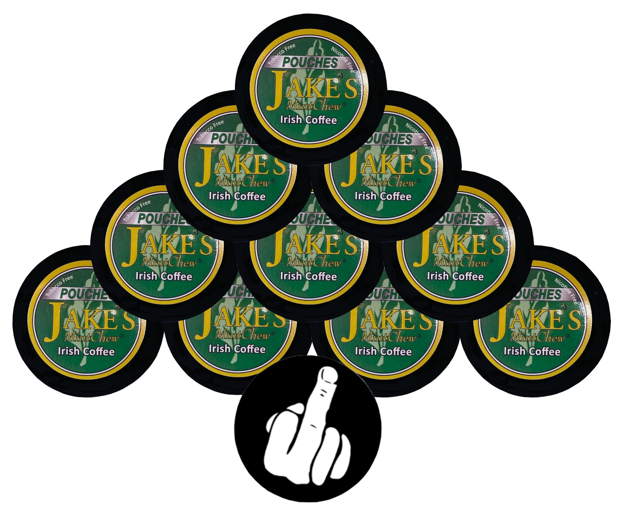 DC Crafts Nation Skin Can Cover Middle Finger with 10 Cans Jake's Mint Chew Irish Coffee Pouches