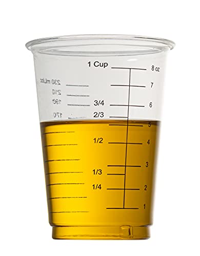 50 Disposable Measuring Cups - 8 Oz | Resin Mixing Cups For Epoxy Resin | Plastic Measuring Cups | Liquid Measuring Cups | Dry Measuring Cups | Paint Mixing Cups | Baking Supplies | Baking Tools