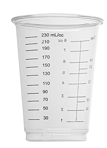 50 Disposable Measuring Cups - 8 Oz | Resin Mixing Cups For Epoxy Resin | Plastic Measuring Cups | Liquid Measuring Cups | Dry Measuring Cups | Paint Mixing Cups | Baking Supplies | Baking Tools