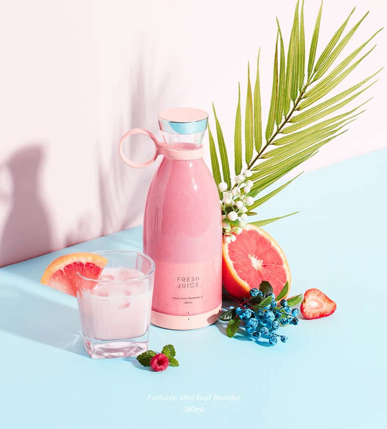 Wireless Charging 4 Blades Electric Juicer Mini Portable Blender Fruit Mixers Fruit Extractors Multifunction Juice Maker Machine Blender Smoothies Mixer Personal Size Blender for Juice, Shakes, and