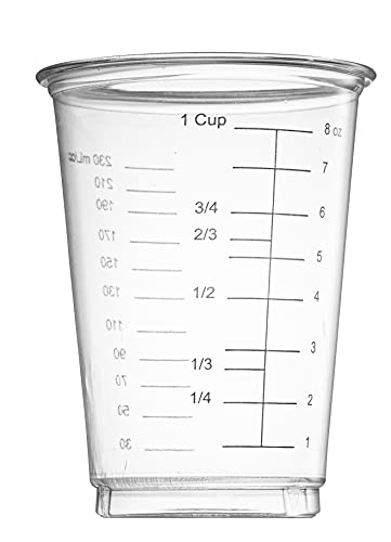 50 Disposable Measuring Cups - 8 Oz | Resin Mixing Cups For Epoxy Resin | Plastic Measuring Cups | Liquid Measuring Cups | Dry Measuring Cups | Paint Mixing Cups | Baking Supplies | Baking Tools
