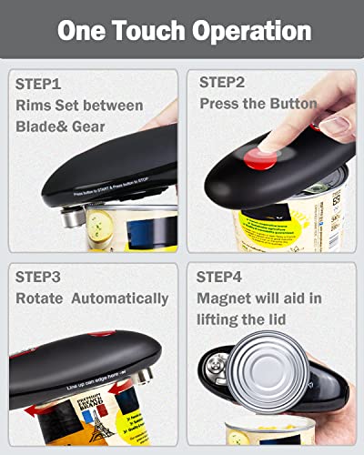 Electric Can Opener for kitchen, Handheld Battery Powered Can Opener with Smooth Edge, Small Portable One Touch Automatic Can Opener with Stainless Steel Blade, Gifts for Seniors with Arthritis