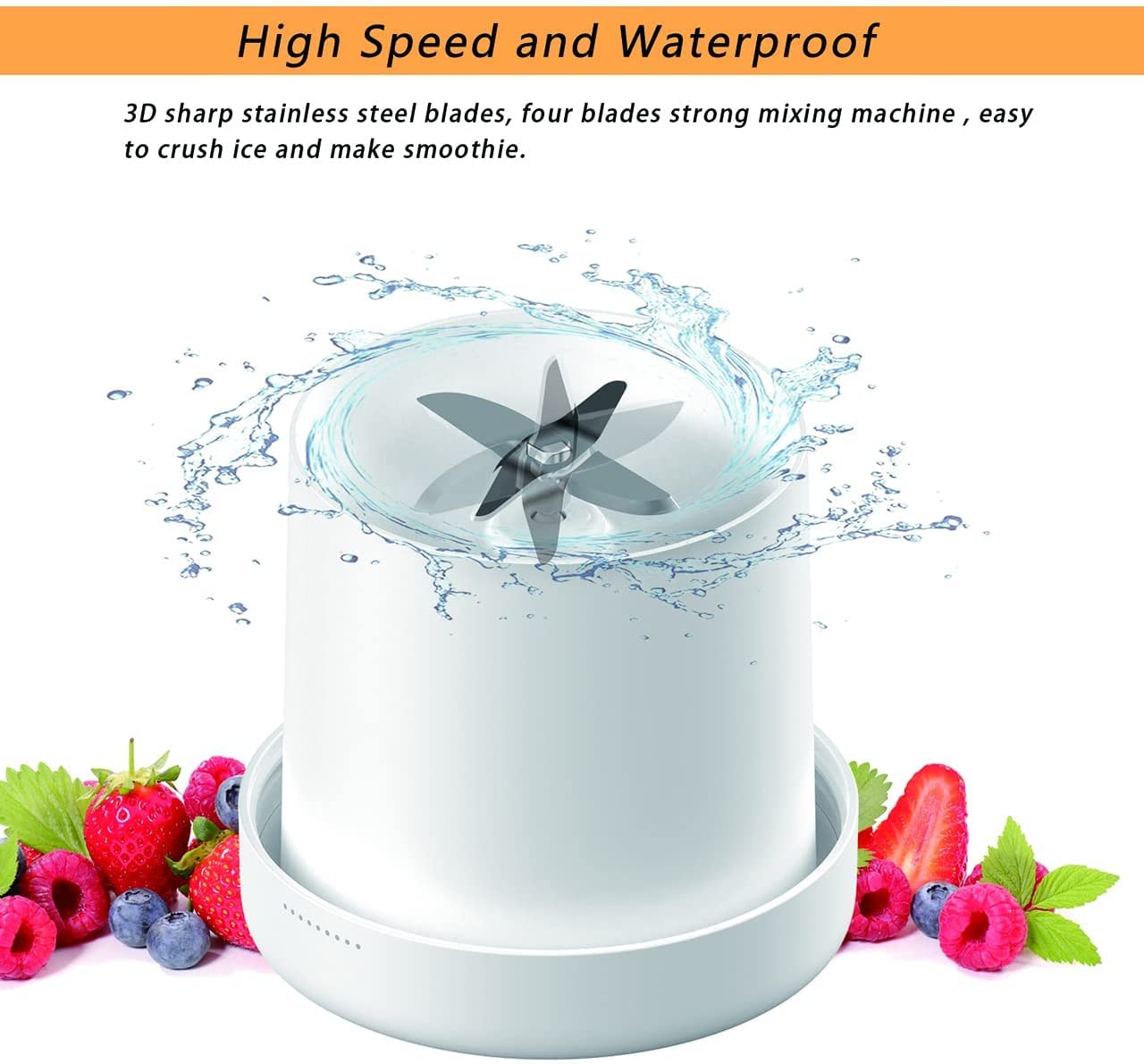 Wireless Charging 4 Blades Electric Juicer Mini Portable Blender Fruit Mixers Fruit Extractors Multifunction Juice Maker Machine Blender Smoothies Mixer Personal Size Blender for Juice, Shakes, and