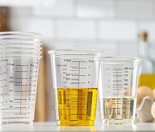 50 Disposable Measuring Cups - 8 Oz | Resin Mixing Cups For Epoxy Resin | Plastic Measuring Cups | Liquid Measuring Cups | Dry Measuring Cups | Paint Mixing Cups | Baking Supplies | Baking Tools