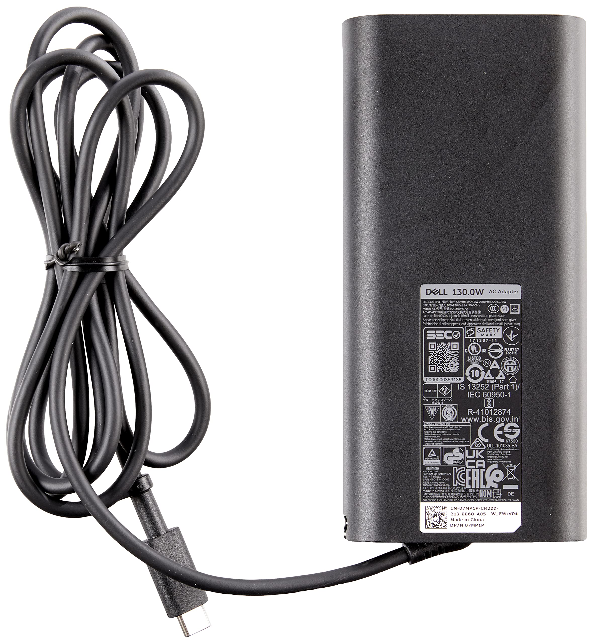 Dell 450AHOM USB-C 130 W AC Adapter with 1meter Power Cord - United States