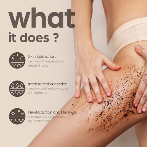 Brown Sugar Body Oil Scrub - Moisturizing Sweet Almond, Grape Seed, Jojoba Seed & Body Oils - Exfoliating Salt Scrub For Body - Win Against Aging, Stretch Marks, Acne & Dead Skin Scars- 10 oz