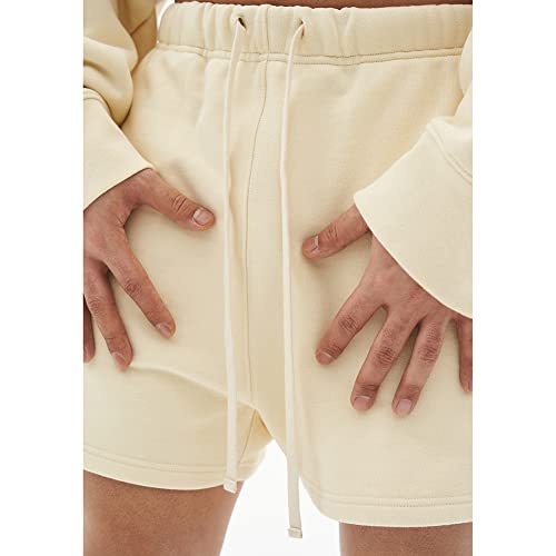 MECH-ENG Mens Cotton Shorts,Athletic Lightweight Shorts,Gym Running Workout Fitted Shorts(Beige Large)