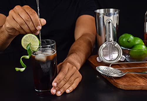 TheBarsentials Cocktail Strainer Set Stainless Steel Bar Tool with Stirring Spoon - Hawthorne Strainer, Julep Strainer, Fine-Mesh Strainer/Sifter