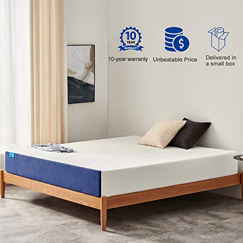 JINGWEI Queen Mattress, 10 inch Gel Infused Memory Foam Mattress in a Box, Premium Bed Mattress with Breathable Soft Cover - Medium Firm Feel-Ventilated Design for Sleep Supportive & Pressure Relief