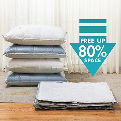 TAILI Cube Vacuum Storage Bags 6 Pack and 20 Pack Flat Vacuum Storage Bags, Space Saver Bags for Clothes and Bedding, Saving 80% Space