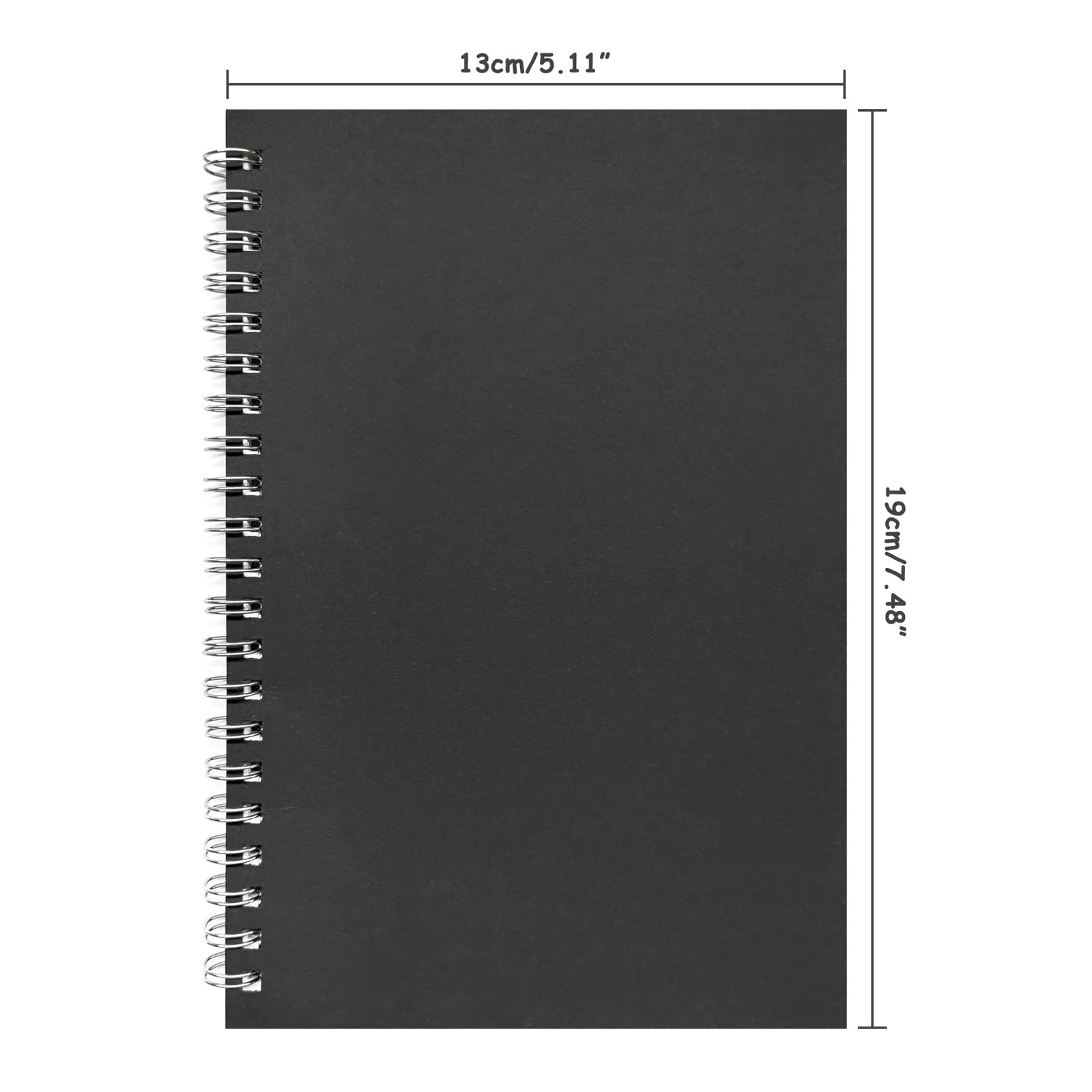 Ykimok Soft Black Cover Spiral Notebook, Notebooks College Ruled, Wirebound Memo Notepads Diary Notebook Planner with Unlined Paper, 100 Pages, 50 Sheets, 7.48 x 5.11 Inch