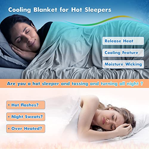 MIULEE Cooling Throw Blanket for Hot Sleepers Summer Blanket Absorbs Body Heat to Keep Cool on Night Japanese Q-Max>0.43 MICA Arc-Chill Cooling Fiber Lightweight Breathable Cold Blanket 50" x 60" Grey