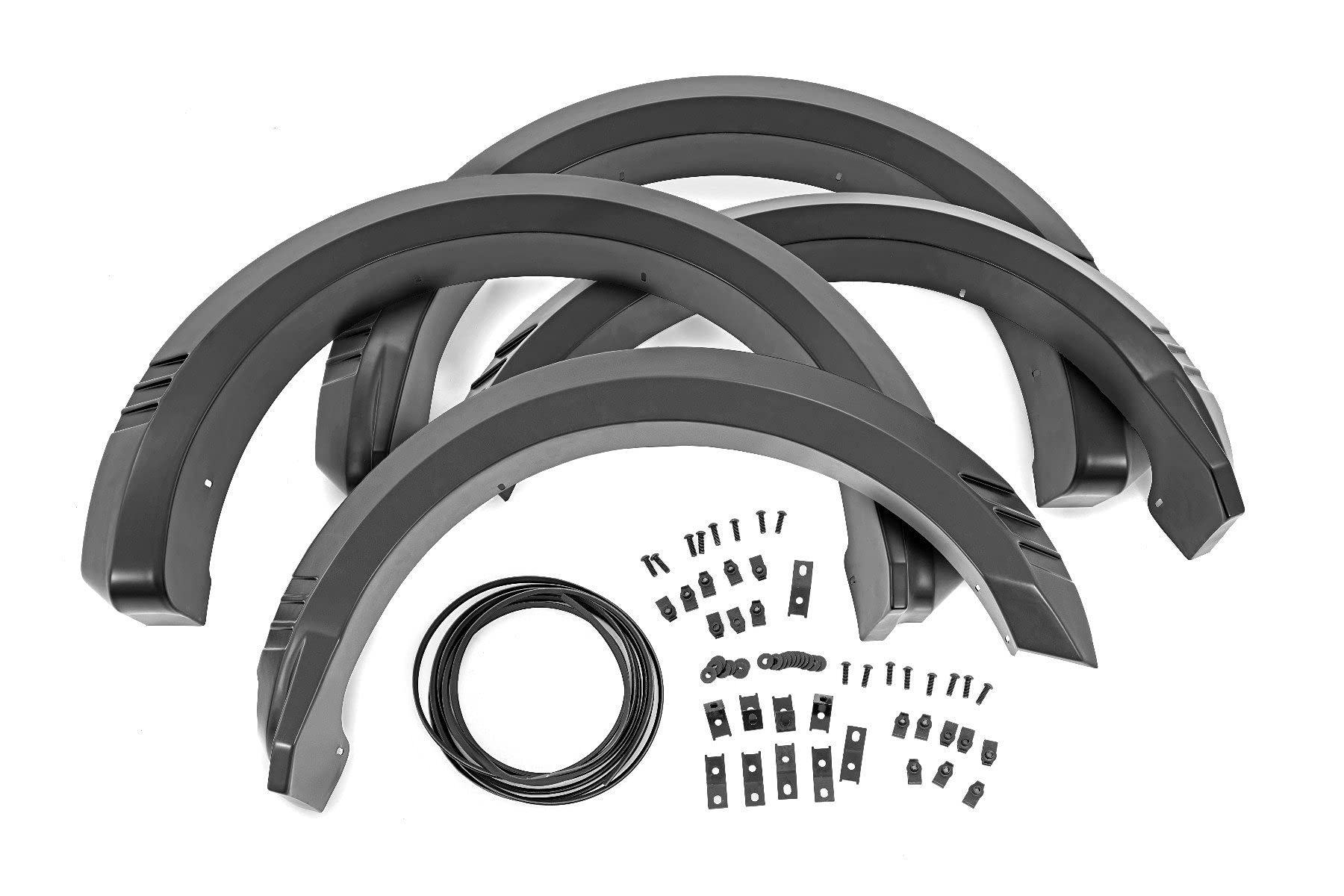 Rough Country SF1 Fender Flares for Ford F-150 (2021-2024) - Sharp Off-Road Style, Extra Tire Coverage, UV-Resistant ABS, Easy Bolt-On, Flat Black (Set of 4)