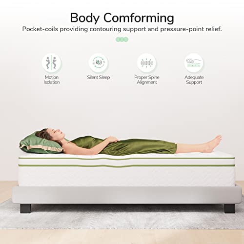 Novilla Queen Mattress, 12 Inch Gel Memory Foam Hybrid Mattress with Pocketed Coil for Pressure Relief & Motion Isolation, Medium Firm Mattress Queen in a Box, Amenity