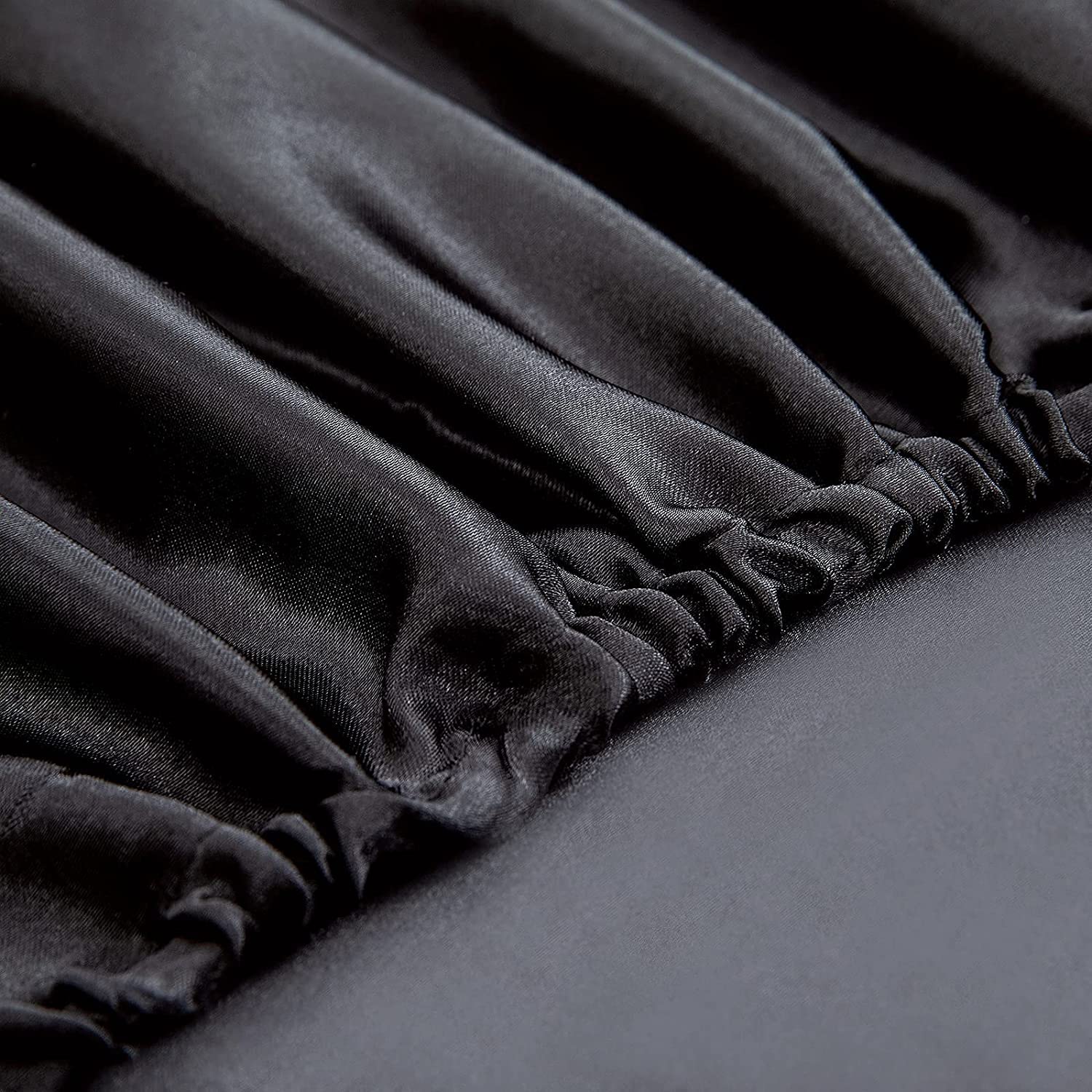 Homiest Black Satin Fitted Sheet Full Size Fitted Bed Sheet, Deep Pocket Fitted Sheet Only, Luxury & Ultra Soft Bedding Fitted Sheet Single Bottom Bed Sheets Sold Separately