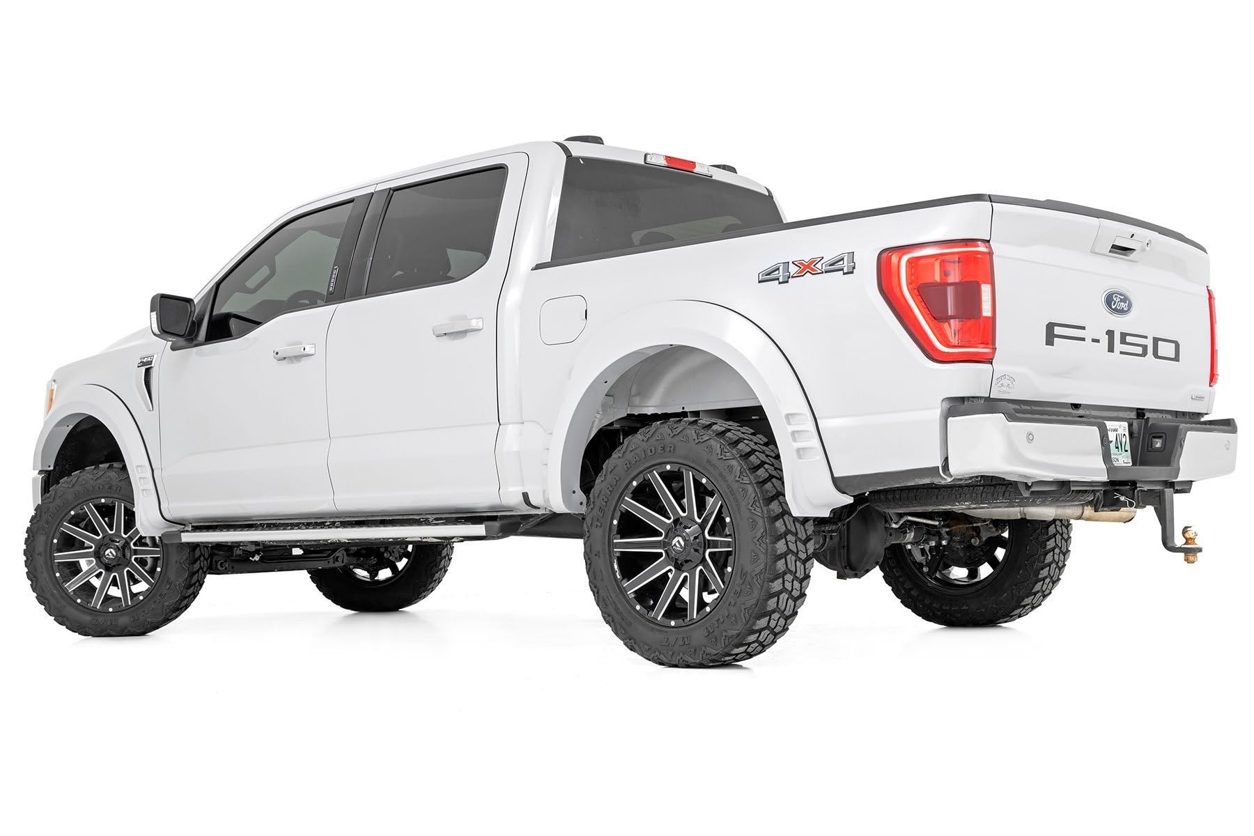 Rough Country SF1 Fender Flares for Ford F-150 (2021-2024) - Sharp Off-Road Style, Extra Tire Coverage, UV-Resistant ABS, Easy Bolt-On, Flat Black (Set of 4)