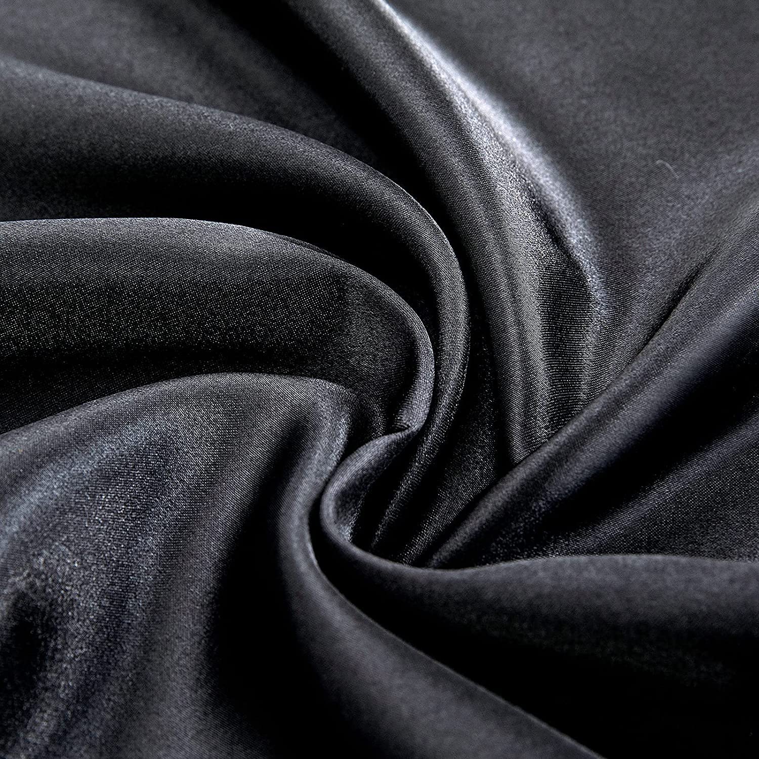 Homiest Black Satin Fitted Sheet Full Size Fitted Bed Sheet, Deep Pocket Fitted Sheet Only, Luxury & Ultra Soft Bedding Fitted Sheet Single Bottom Bed Sheets Sold Separately