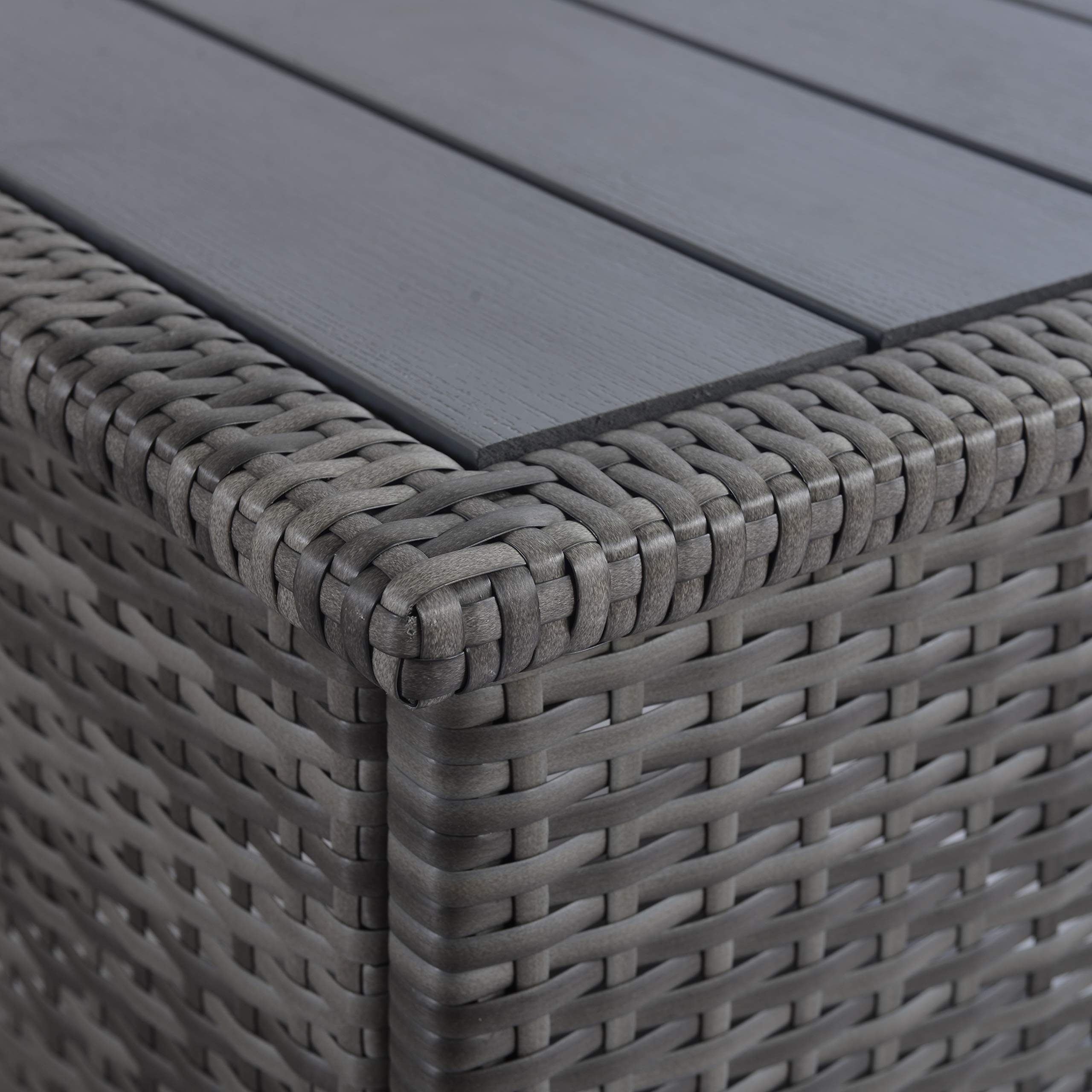 Merax, Beige 8 PCS Patio Conversation Sets PE Rattan Wicker Outdoor Sectional Group with Table and Cushions