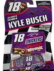 2021 Kyle Busch #18 Authentics Wave 10 Peanut Brownie Car 1:64 Scale Diecast with Card Sticker Insert... Car Measures 3" Long x 1 " Wide x 1" Tall