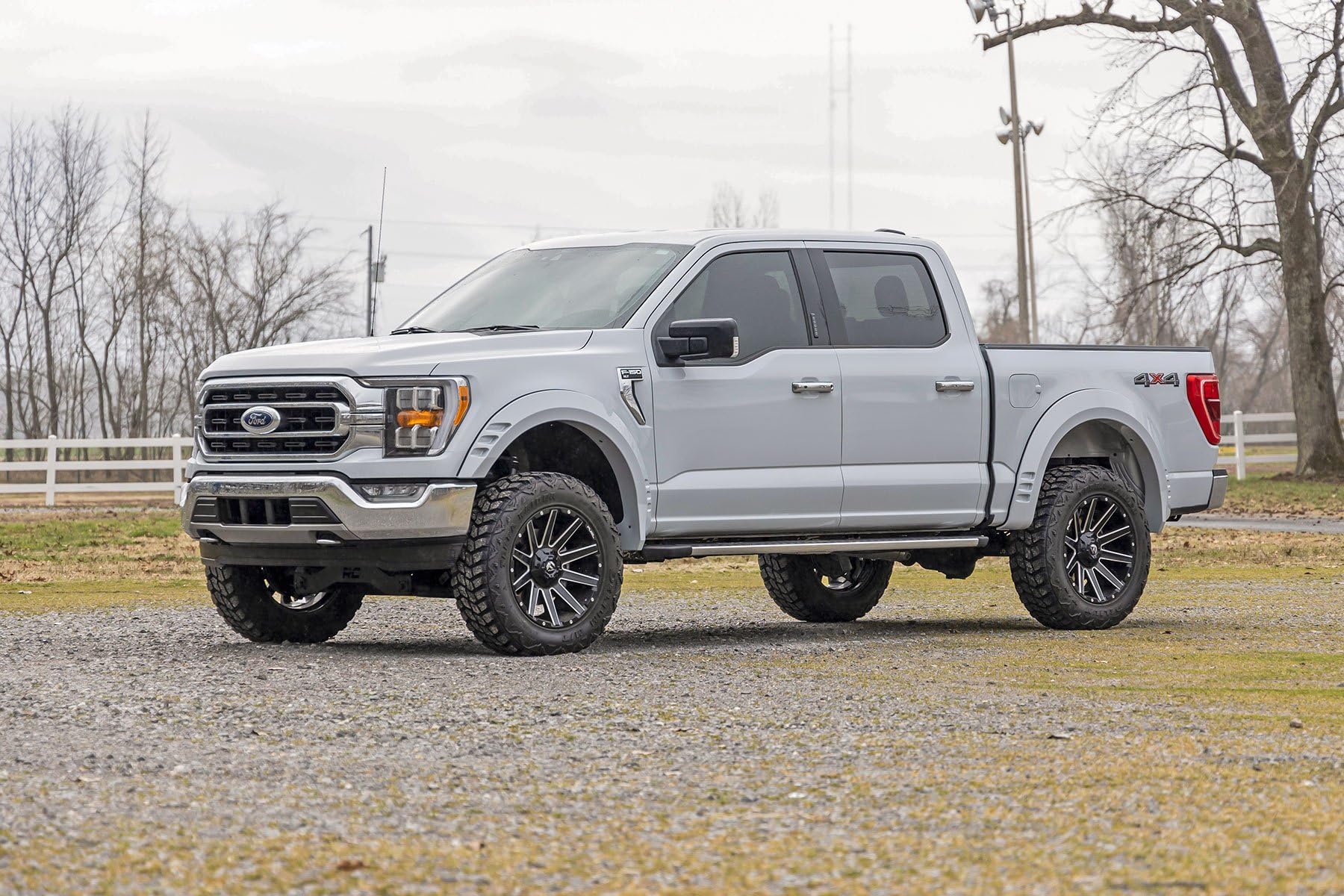 Rough Country SF1 Fender Flares for Ford F-150 (2021-2024) - Sharp Off-Road Style, Extra Tire Coverage, UV-Resistant ABS, Easy Bolt-On, Flat Black (Set of 4)