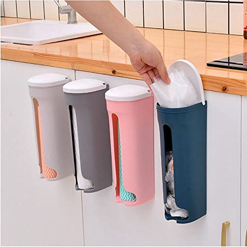 Bag Holder for Plastic Bags, Wall-Mounted Plastic Bag Storage Container, Portable Plastic Cotton Pad Container, Plastic Bag Storage Rack(Blue)