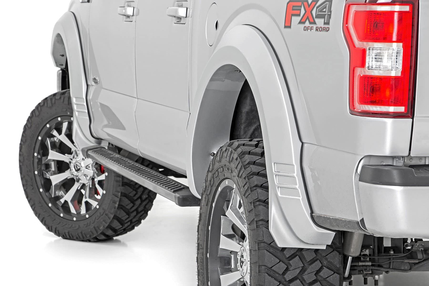 Rough Country SF1 Fender Flares for Ford F-150 (2021-2024) - Sharp Off-Road Style, Extra Tire Coverage, UV-Resistant ABS, Easy Bolt-On, Flat Black (Set of 4)
