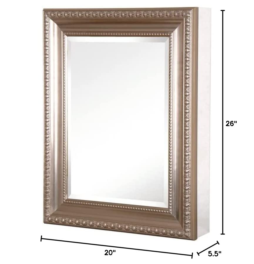 Pegasus SP4595 26-Inch Deco High Framed Medicine Cabinet, Brushed Nickel