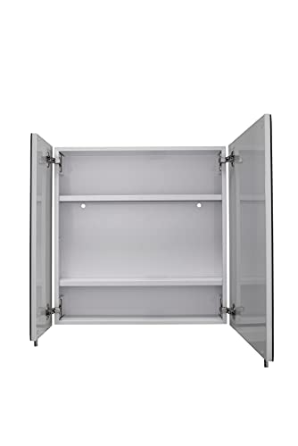 Croydex Oreille Bi-View, Surface Mount, Hang 'n' Lock Easy Installation Medicine Cabinet, 24W x 24H, White Steel